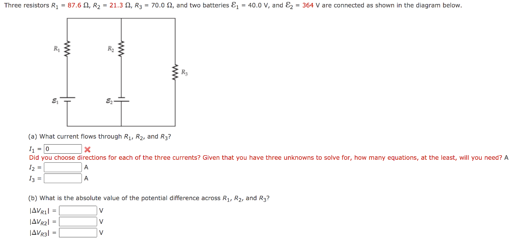 Solved 7ree resistors R1=87.6Ω,R2=21.3Ω,R3=70.0Ω, and two | Chegg.com
