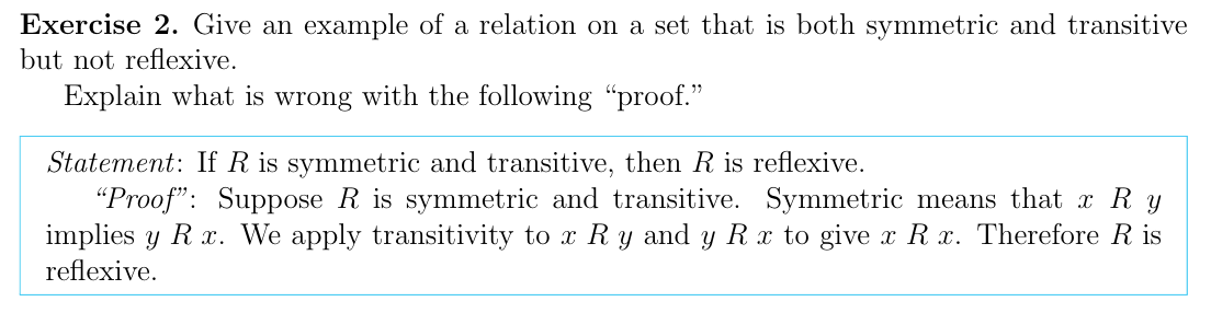 Solved Exercise 2. Give an example of a relation on a set | Chegg.com
