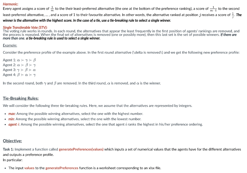 Solved Continuous Assessment Task 3 - Voting Rules | Chegg.com