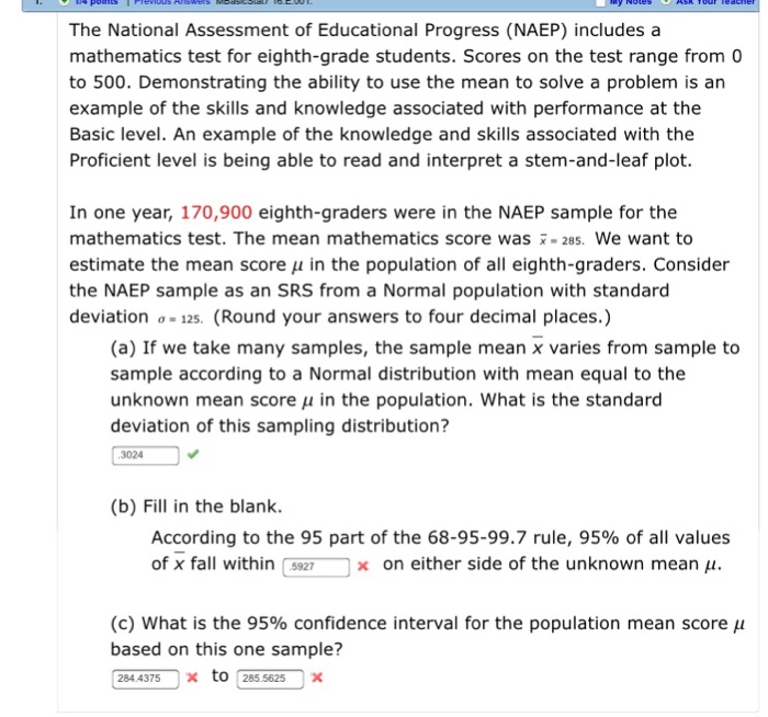 Solved The National Assessment of Educational Progress | Chegg.com