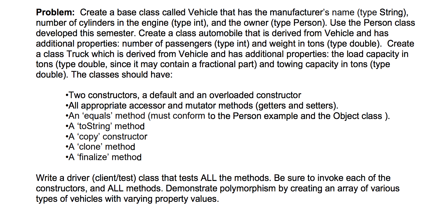 Solved USING JAVA Problem: Create a base class called | Chegg.com