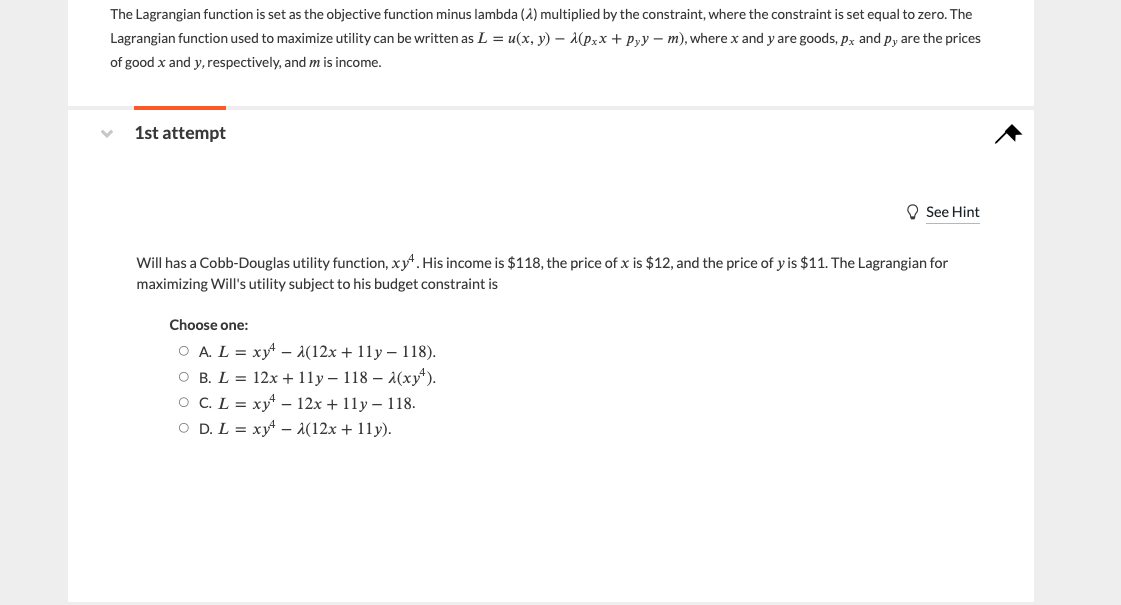 Solved The Lagrangian function is set as the objective | Chegg.com