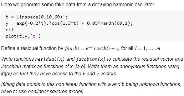Here we generate some fake data from a decaying | Chegg.com