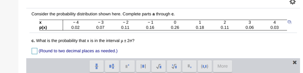 Solved Consider the probability distribution shown here. | Chegg.com