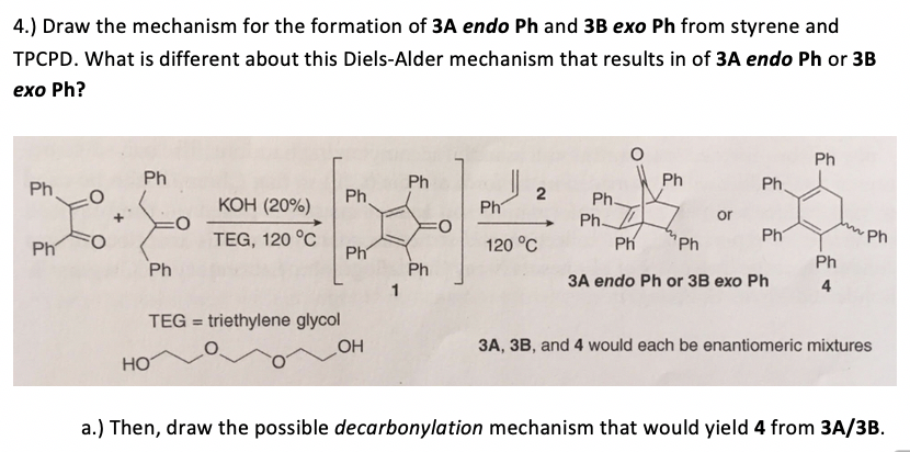 Solved 4.) Draw the mechanism for the formation of 3A endo | Chegg.com
