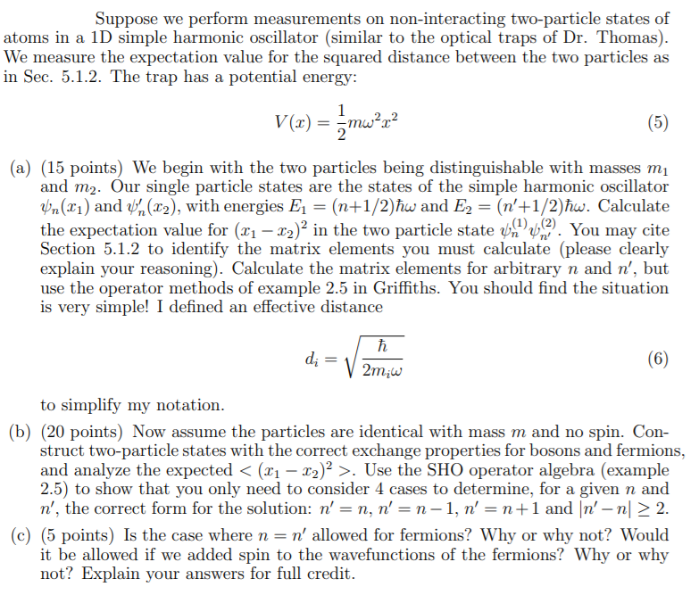 Solved Suppose we perform measurements on non-interacting | Chegg.com