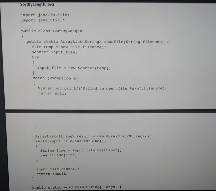 Solved сх Task 5 (20 pts.) File SortBylength.java given | Chegg.com