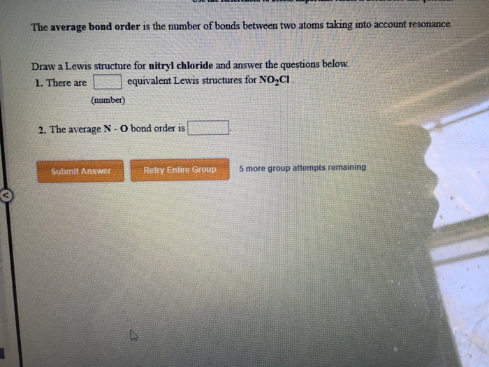Solved The average bond order is the number of bonds between | Chegg.com