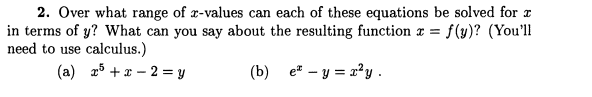Solved 2. Over what range of x-values can each of these | Chegg.com