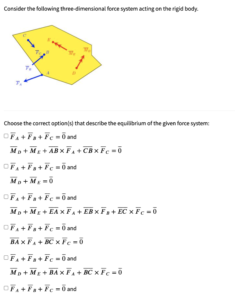 Solved Consider the following three-dimensional force system | Chegg.com
