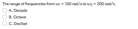 Solved The range of frequencies from w1 = 100 rad/s to W2 = | Chegg.com