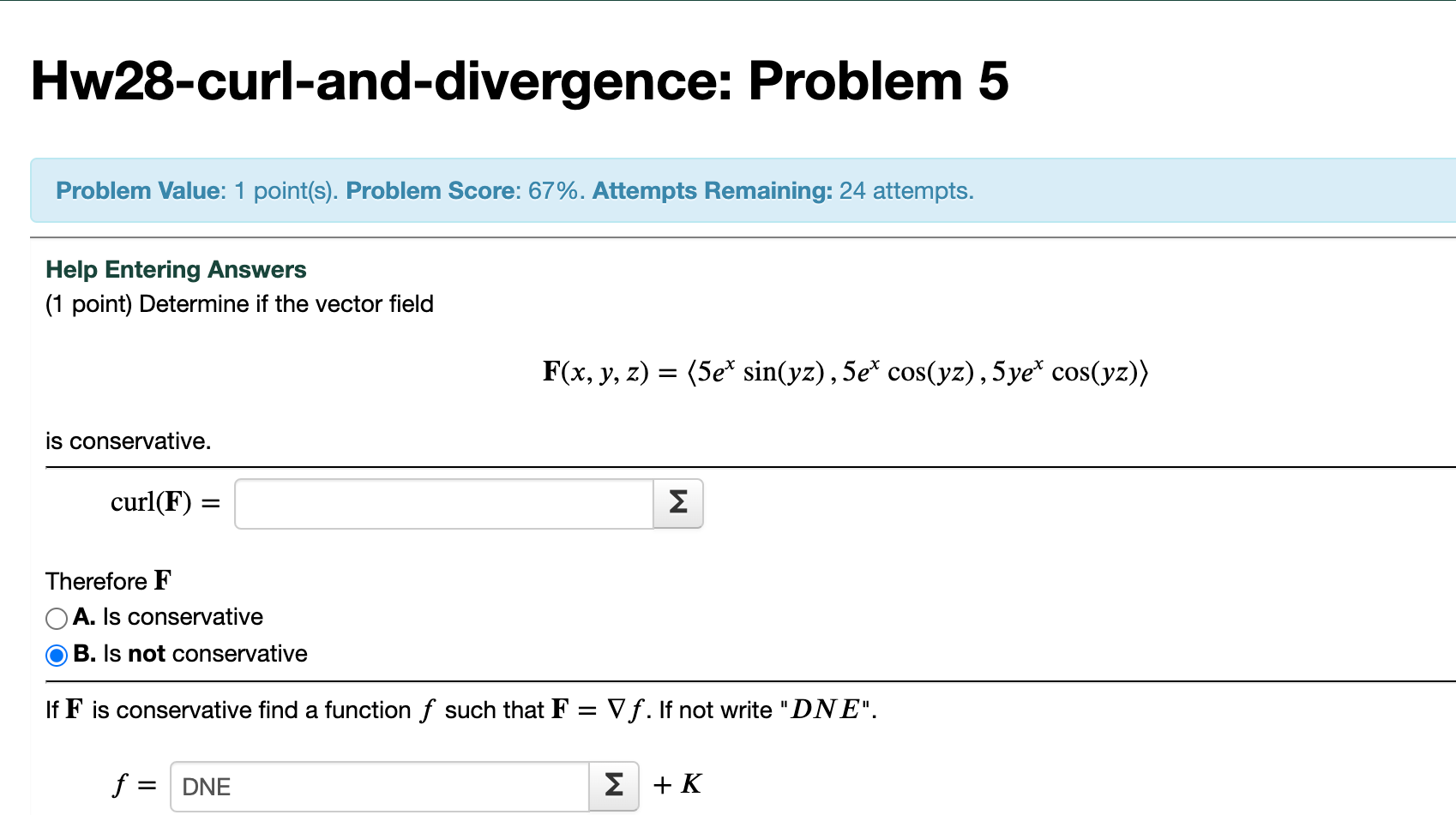 Solved Hw28-curl-and-divergence: Problem 5 Problem Value: 1 | Chegg.com