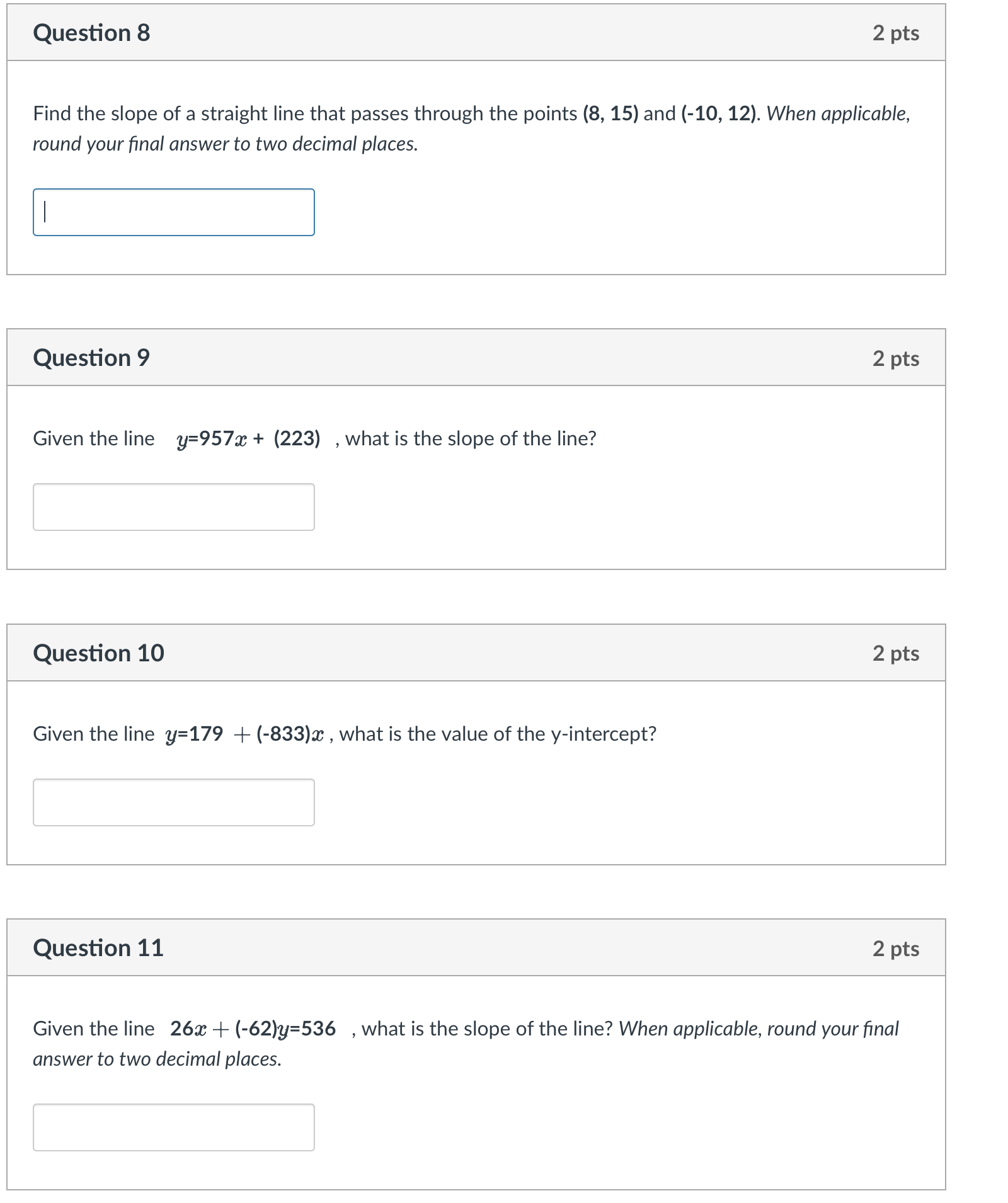Solved Find the slope of a straight line that passes through | Chegg.com
