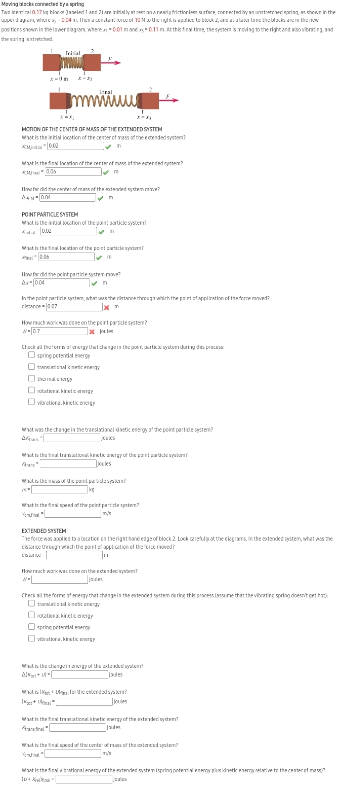 Solved Moving blocks connected by a spring Two identical | Chegg.com