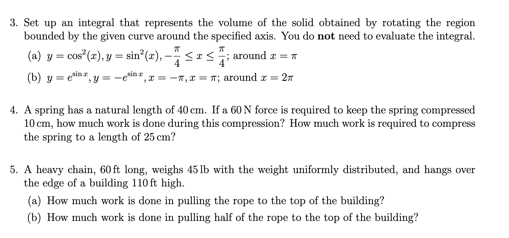 Solved 3. Set up an integral that represents the volume of | Chegg.com