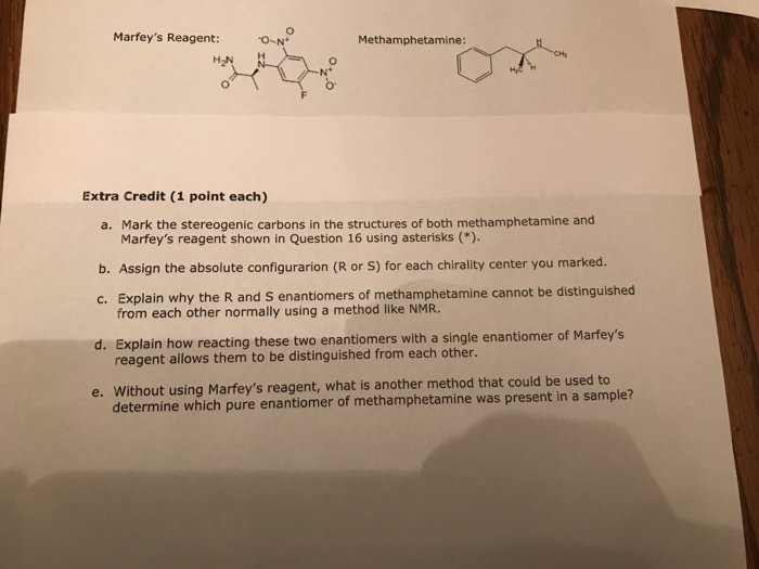 Solved Marfey's Reagent: Methamphetamine Extra Credit (1 | Chegg.com