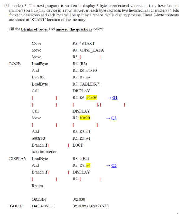Solved (31 marks) 3. The next program is written to display | Chegg.com