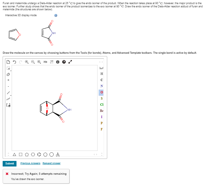 Solved Furan and maleimide undergo a Diels-Alder reaction at | Chegg.com