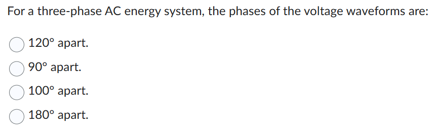 Solved For a three-phase AC energy system, the phases of the | Chegg.com