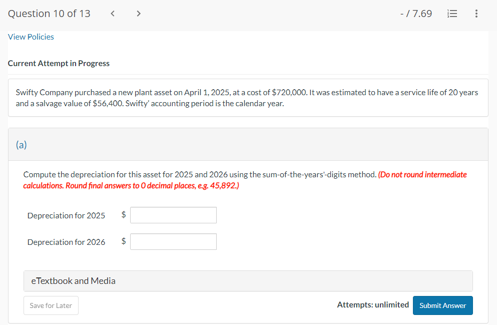 Solved Current Attempt in Progress Swifty Company purchased | Chegg.com