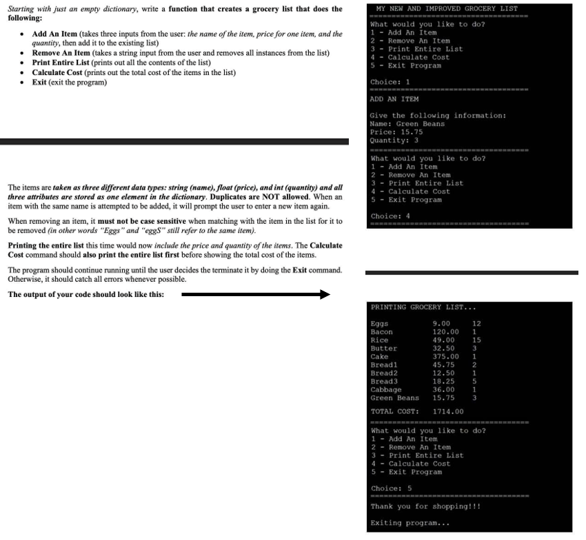 Solved Starting with just an empty dictionary, write a | Chegg.com