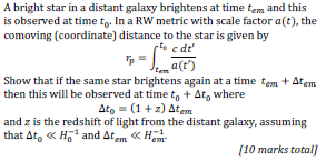Solved Kindly assist with solving this cosmology question | Chegg.com