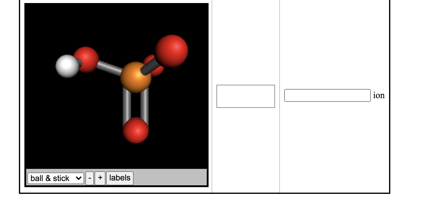 Solved 3D model Formula Name ion ball & stick - + labels ion | Chegg.com