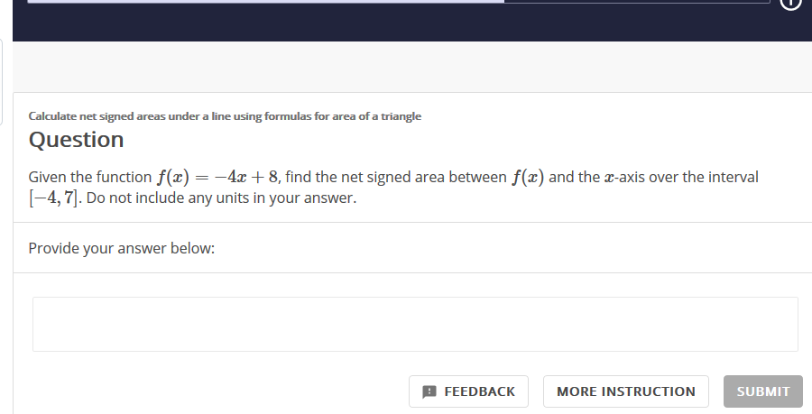 Solved Calculate net signed areas under a line using | Chegg.com