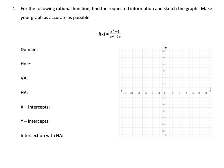 Solved 1. For the following rational function, find the | Chegg.com