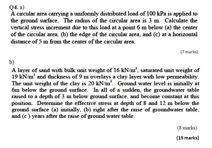 Solved Q4. a) A circular area carrying a uniformly | Chegg.com