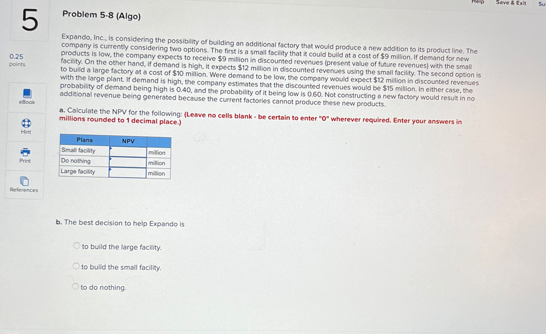 Solved Expando, Inc., is considering the possibility of | Chegg.com