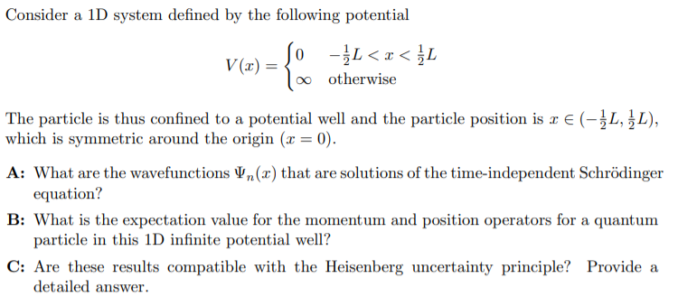 Solved Consider a 1D system defined by the following | Chegg.com