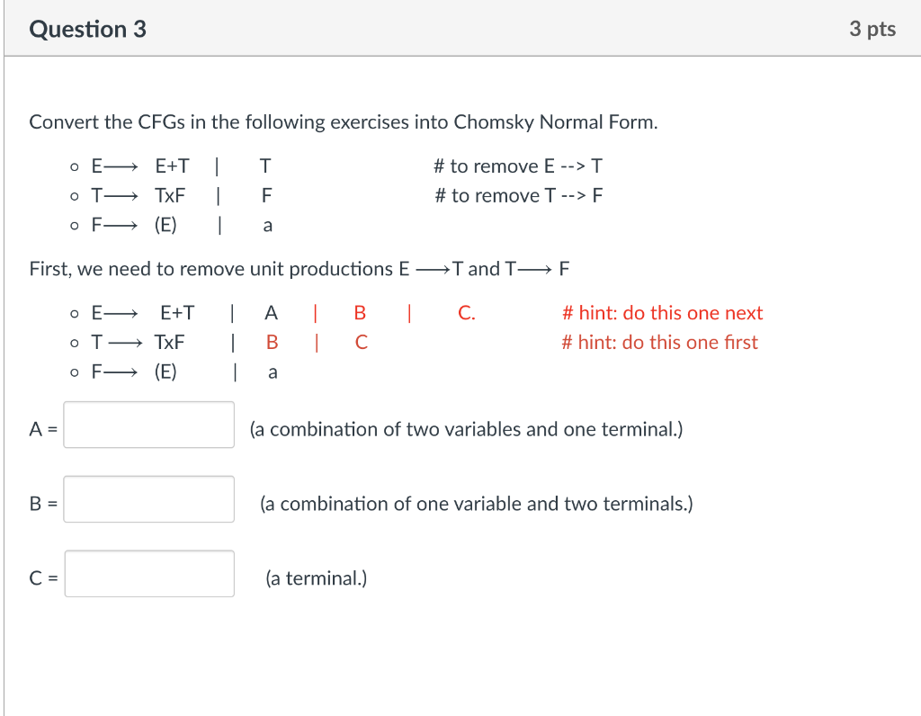 Solved Question 3 3 pts Convert the CFGs in the following | Chegg.com