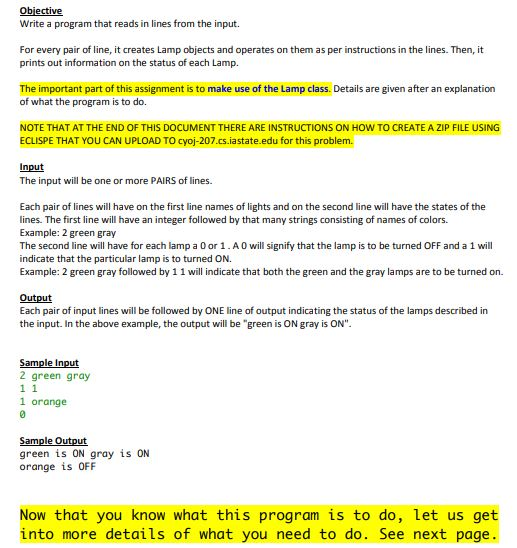 Solved Obiective Write a program that reads in lines from | Chegg.com