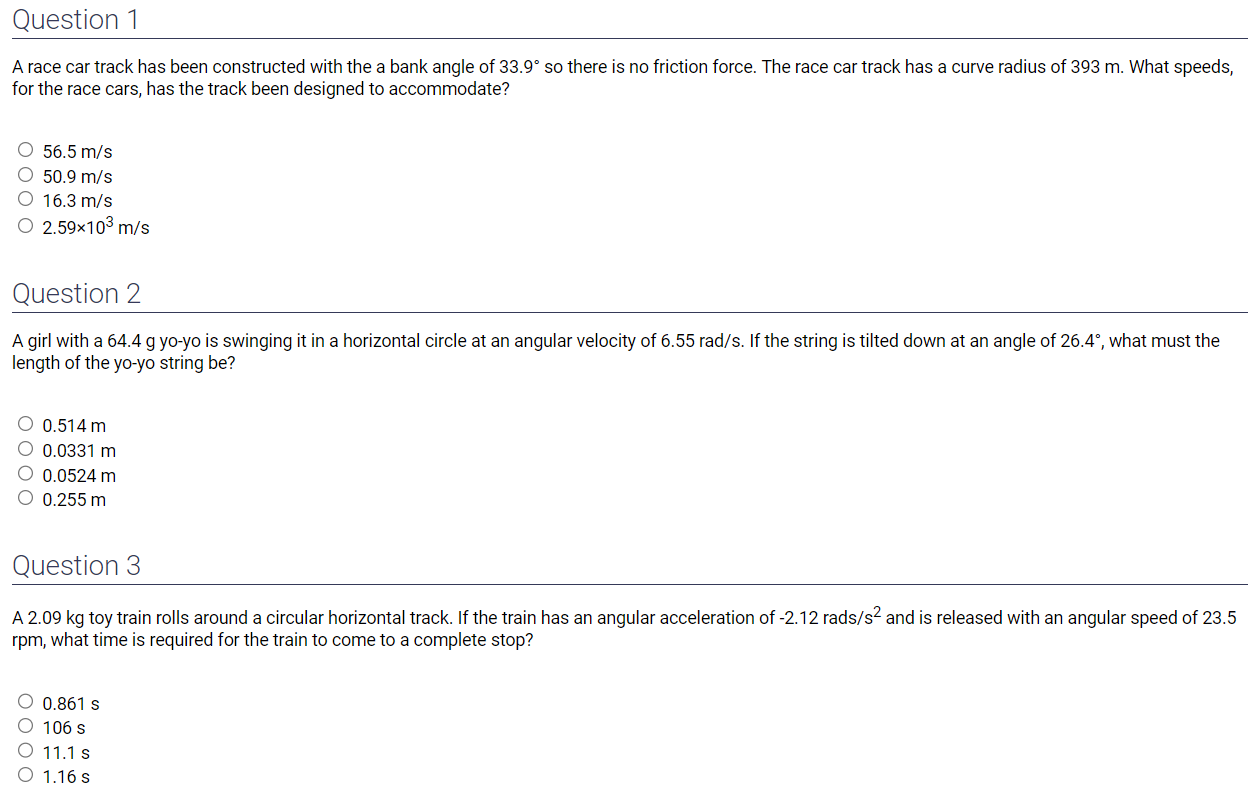 Solved A race car track has been constructed with the a bank | Chegg.com