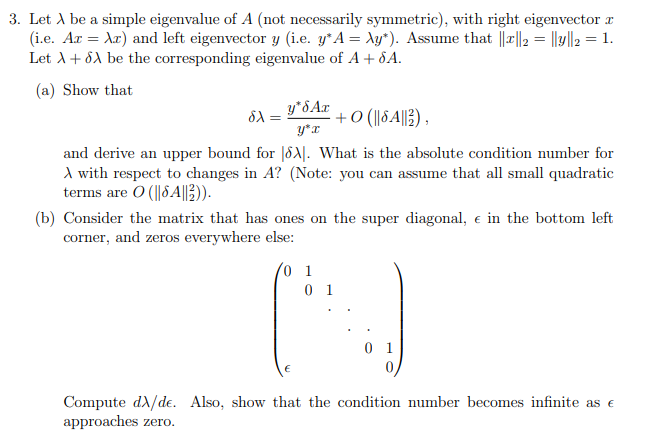 y*8AC 3. Let be a simple eigenvalue of A (not | Chegg.com