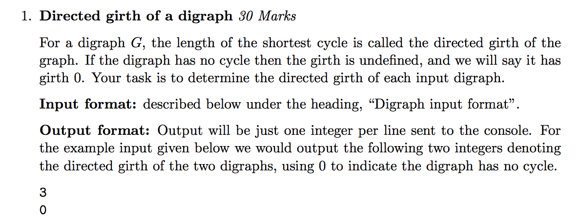 Solved Digraph input format: A sequence of one or more | Chegg.com