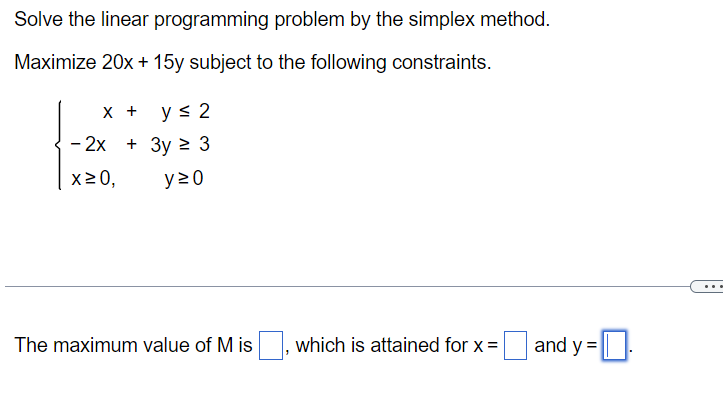 Solved Solve the linear programming problem by the simplex | Chegg.com