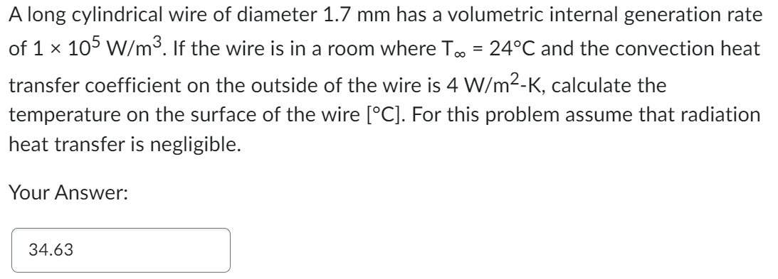 Solved solve show all steps/solution A long cylindrical wire | Chegg.com