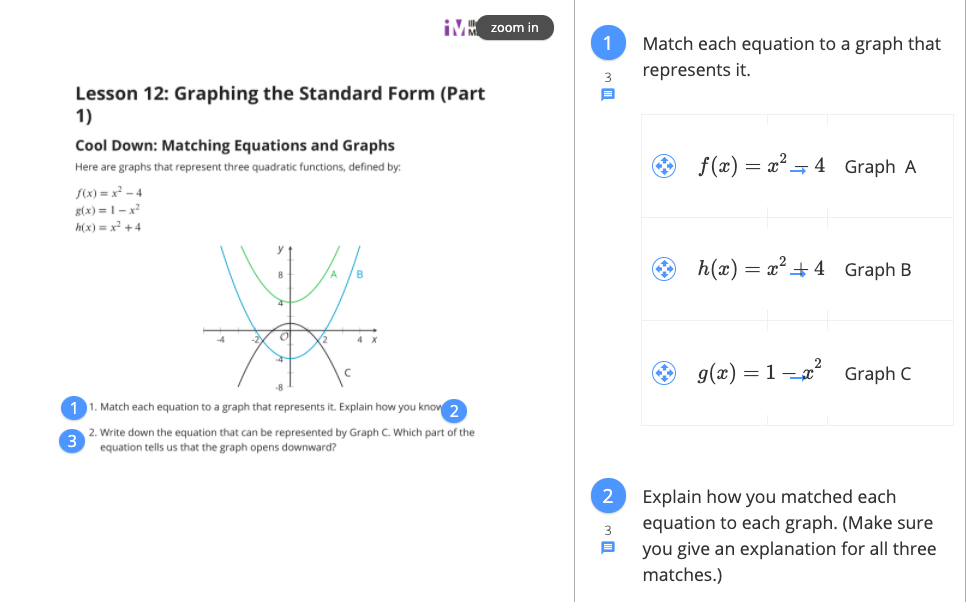Solved imzoom in 1 Match each equation to a graph that | Chegg.com