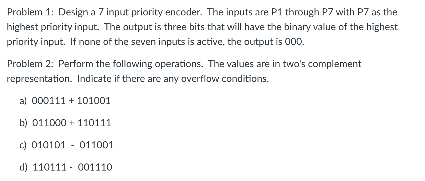 Solved Problem 1 Design A 7 Input Priority Encoder The 4841