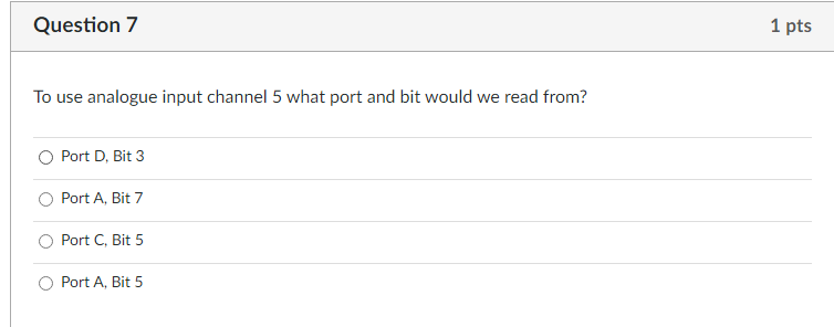 To use analogue input channel 5 what port and bit | Chegg.com