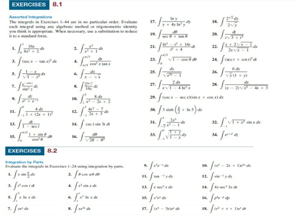 Solved EXERCISES 8.1 In ) 275 dy 17. dy 18. Assorted | Chegg.com