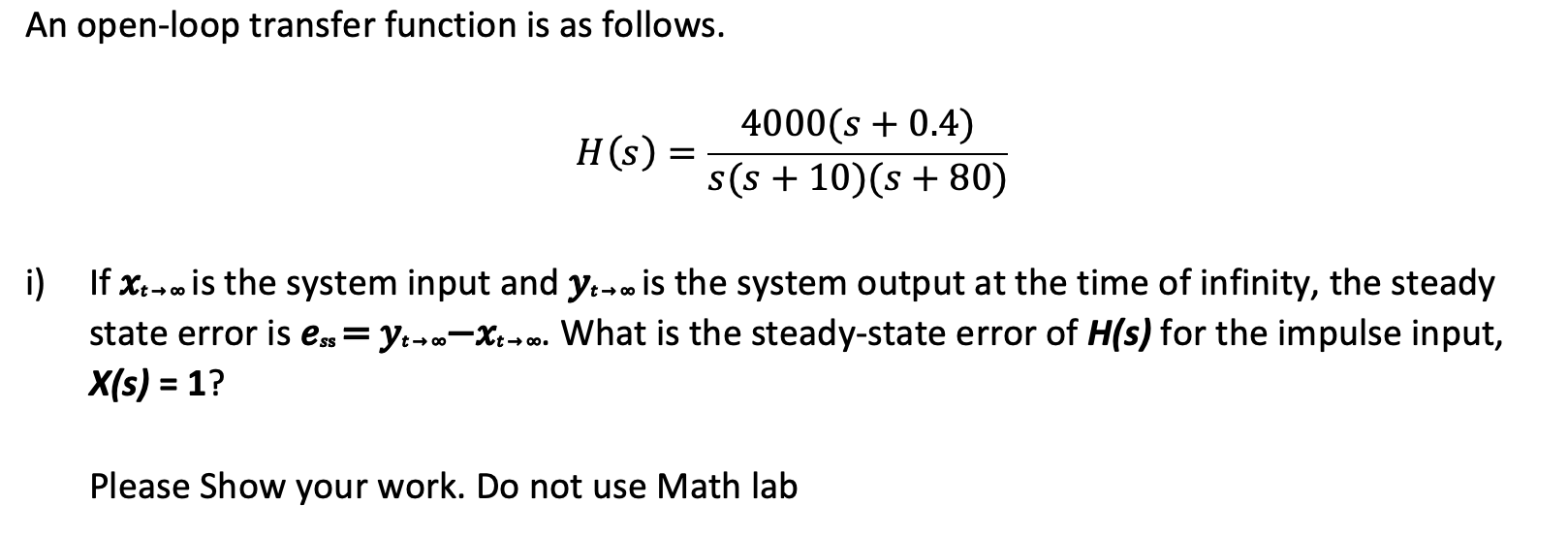 Solved An open-loop transfer function is as | Chegg.com