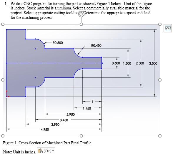 Solved 1. Write a CNC program for turning the part as showed | Chegg.com
