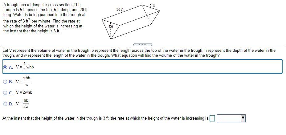 Solved 5A 26 At A trough has a triangular cross section. The | Chegg.com
