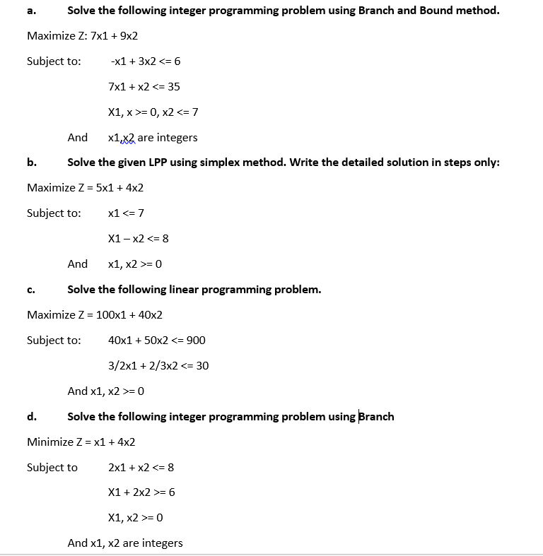 Solved Maximize Z: 7x1 +9x2 Subject to: | Chegg.com