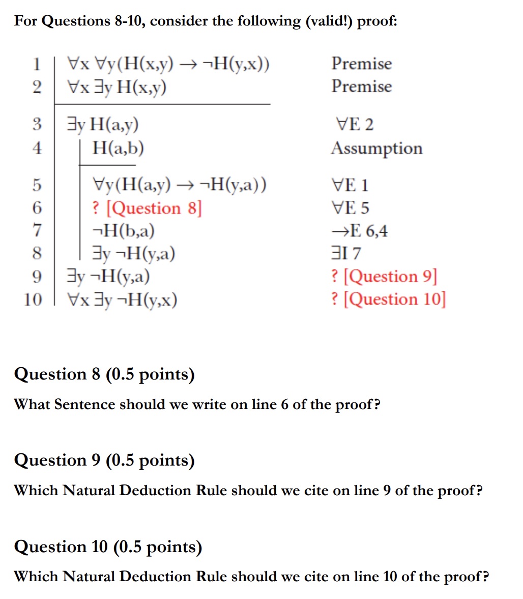 For Questions 8-10, consider the following (valid!) | Chegg.com