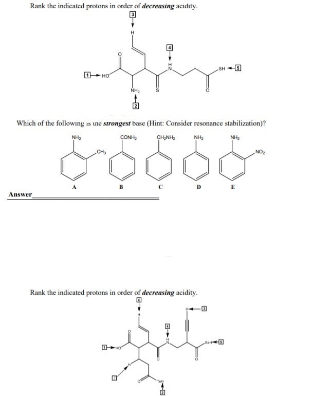 Solved Rank the indicated protons in order of decreasing | Chegg.com