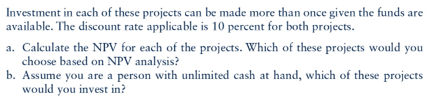 Solved Comparative NPV analysis. Consider the following cash | Chegg.com